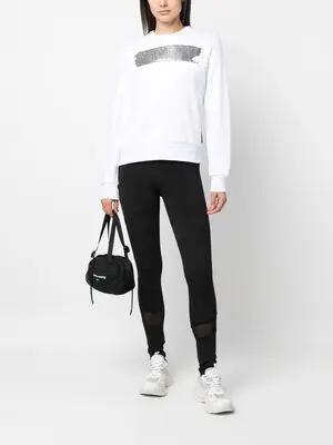 PLEIN SPORT Metallic Logo Cotton Sweatshirt - White