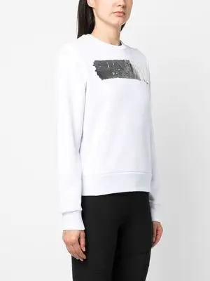 PLEIN SPORT Metallic Logo Cotton Sweatshirt - White