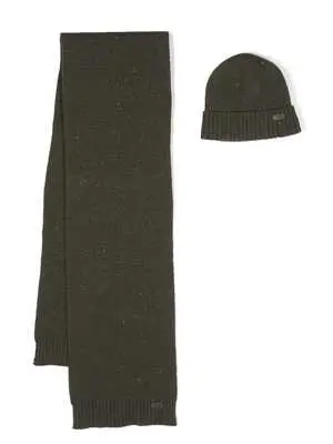 Barbour Knitted Scarf And Beanie Set - Green