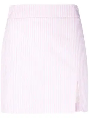 ROWEN ROSE Striped Cotton Mini Skirt - Pink