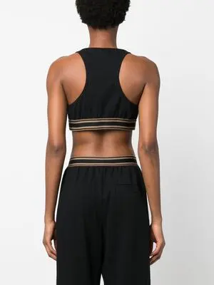 Brunello Cucinelli Striped V-neck Crop Top