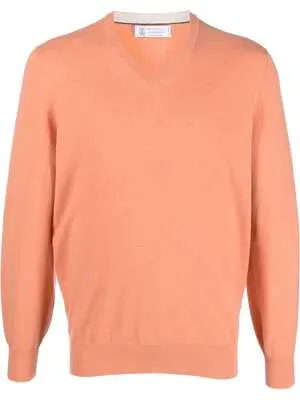 Brunello Cucinelli V-neck Cashmere Jumper - Orange