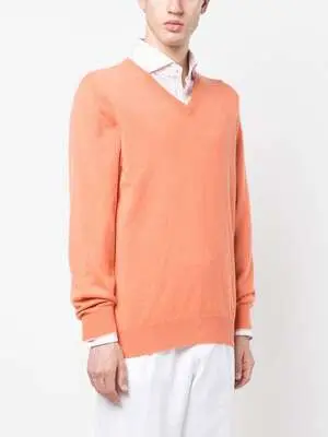 Brunello Cucinelli V-neck Cashmere Jumper - Orange