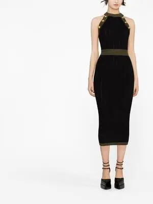 Balmain Button-detail Knitted Dress - Black