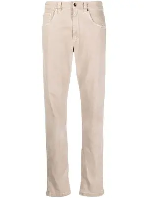 Brunello Cucinelli Light Beige Cotton Rolled Cuff Trousers