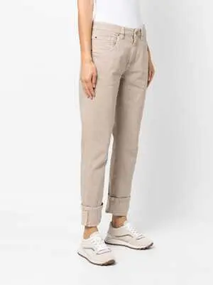 Brunello Cucinelli Light Beige Cotton Rolled Cuff Trousers