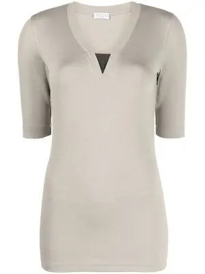 Brunello Cucinelli V-neck Short Sleeve T-shirt - Green