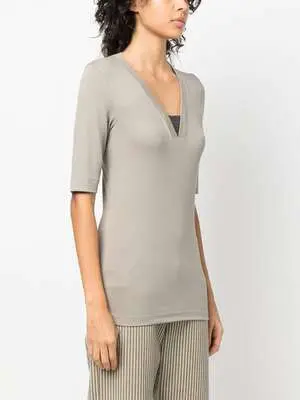 Brunello Cucinelli V-neck Short Sleeve T-shirt - Green