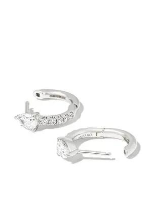 ANITA KO 18kt White Gold Diamond Hoop Earrings - Silver