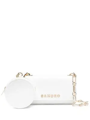 Sandro Logo-detail Leather Shoulder Bag - White