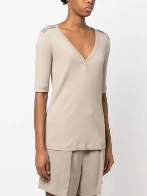 Brunello Cucinelli Ribbed V-neck T-shirt