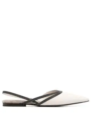 Brunello Cucinelli Slingback Pointed-toe Shoes - White