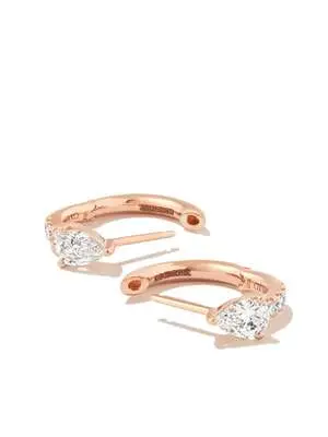 ANITA KO 18kt Rose Gold Diamond Hoop Earrings - Pink