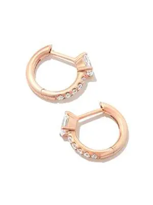 ANITA KO 18kt Rose Gold Diamond Hoop Earrings - Pink