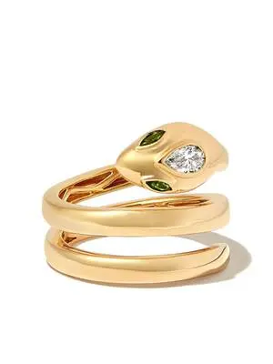 ANITA KO 18kt Yellow Diamond And Emerald Snake Ring - Gold