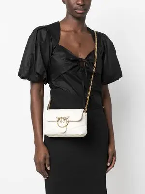 Pinko Love Baby Puff Leather Crossbody Bag - White