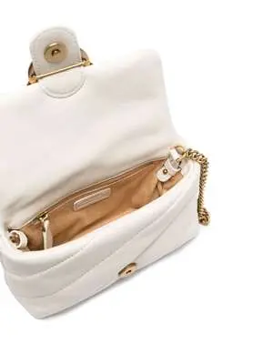 Pinko Love Baby Puff Leather Crossbody Bag - White