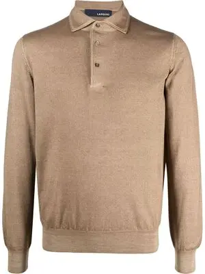 LARDINI Long-sleeve Polo Shirt - Neutrals