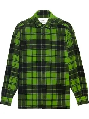 Ami Logo-print Plaid Shirt