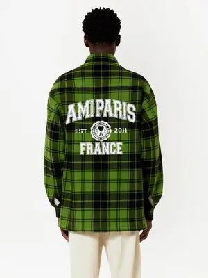 Ami Logo-print Plaid Shirt