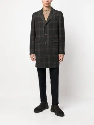 Tagliatore Checked Single-breasted Coat - Black