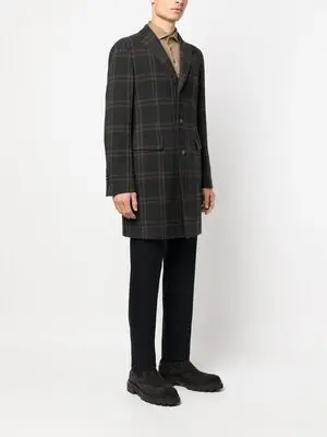 Tagliatore Checked Single-breasted Coat - Black