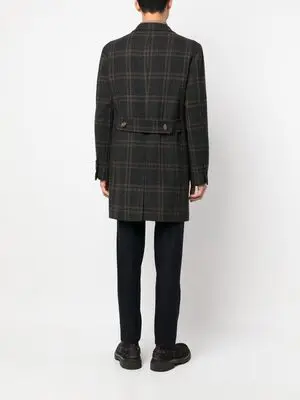 Tagliatore Checked Single-breasted Coat - Black