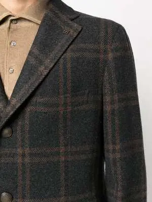 Tagliatore Checked Single-breasted Coat - Black