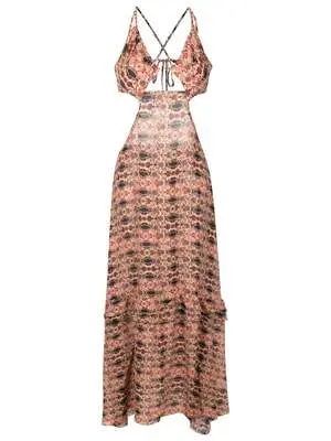 AMIR SLAMA Floral-print Halterneck Maxi Dress