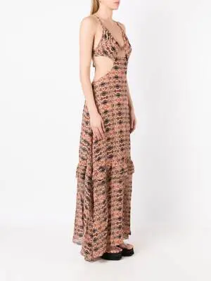 AMIR SLAMA Floral-print Halterneck Maxi Dress