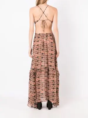 AMIR SLAMA Floral-print Halterneck Maxi Dress
