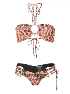 AMIR SLAMA Charm-detail Halterneck Bikini - Red