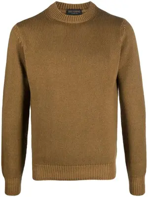 DELL'OGLIO Round-neck Knit Jumper - Brown