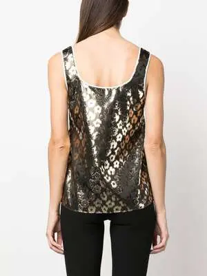La DoubleJ Twirl Leopard Print Top - Black