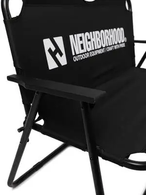 Neighborhood Logo-Print Folding Chair - Black | Editorialist