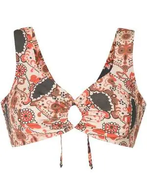 AMIR SLAMA Floral-print Cropped Top