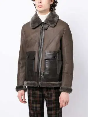 Brioni Shearling Panelled Lambskin Jacket