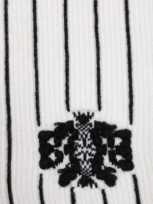 BARRIE Stripe-print Crest-detail Scarf - White