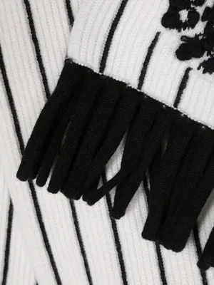 BARRIE Stripe-print Crest-detail Scarf - White