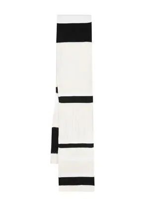 BARRIE Stripe-print Knit Scarf - White