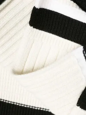 BARRIE Stripe-print Knit Scarf - White