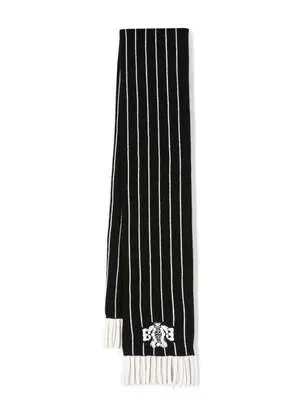 BARRIE Stripe-print Logo-crest Scarf - Black