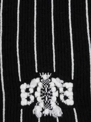 BARRIE Stripe-print Logo-crest Scarf - Black