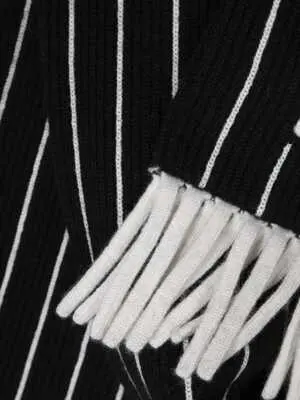 BARRIE Stripe-print Logo-crest Scarf - Black