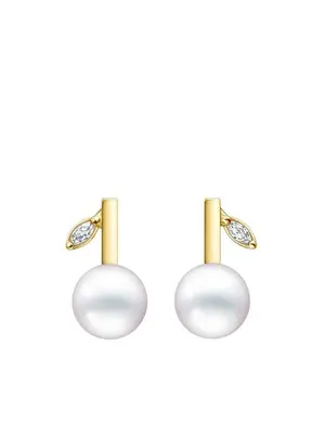 TASAKI 18kt Yellow Pearl And Diamond Earrings - Gold