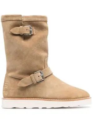 Kenzo Leather Shearling Boots - Neutrals