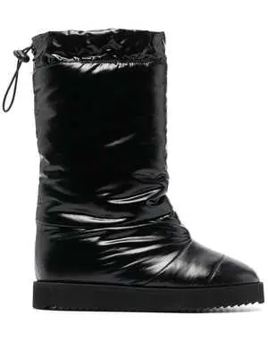 GIABORGHINI Patent Knee-high Boots - Black