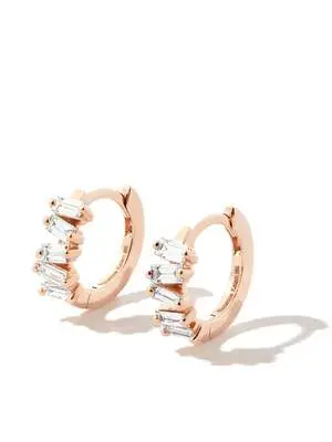 SUZANNE KALAN 18kt Rose Gold Diamond Huggie Earrings - Pink