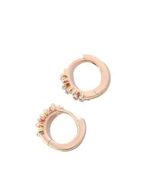 SUZANNE KALAN Rose Gold Baguette Diamond Huggie Hoop Earrings - Pink