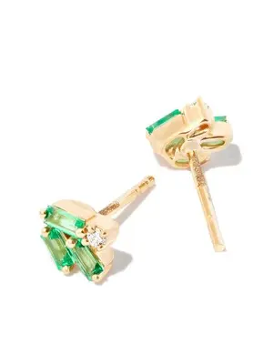 SUZANNE KALAN 18kt Yellow Diamond And Emerald Earrings
